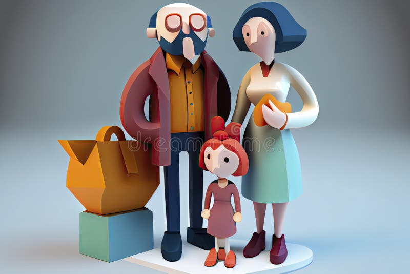 3d Render of a Happy Family Stock Illustration - Illustration of smile ...
