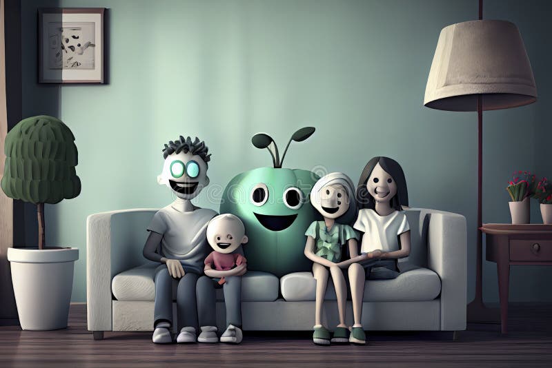 3d Render of a Happy Family Stock Illustration - Illustration of couple ...