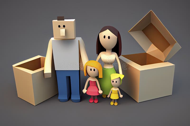 3d Render of a Happy Family Stock Illustration - Illustration of girl ...