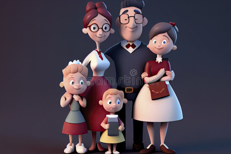 3d Render of a Happy Family Stock Illustration - Illustration of year ...