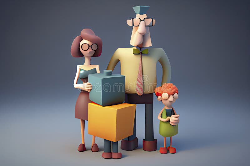3d Render of a Happy Family Stock Illustration - Illustration of parent ...