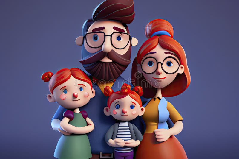 3d Render of a Happy Family Stock Illustration - Illustration of hold ...