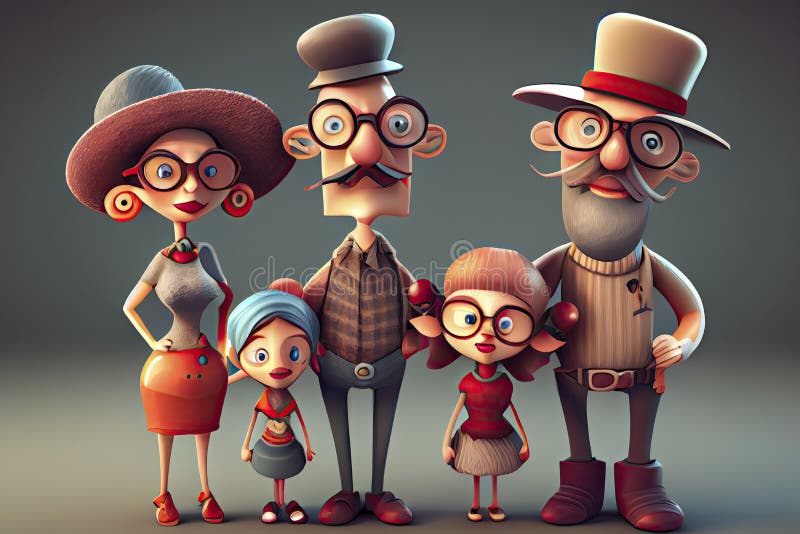 3d Render of a Happy Family Stock Illustration - Illustration of family ...