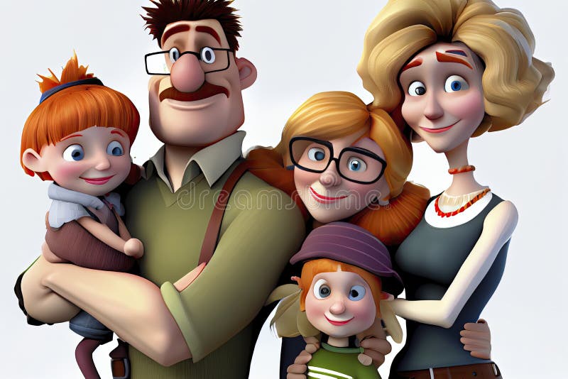 3d Render of a Happy Family Stock Illustration - Illustration of ...