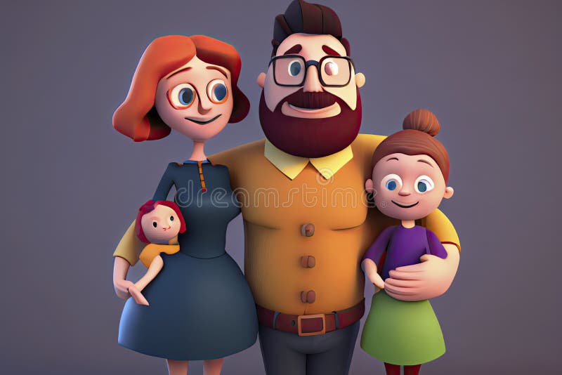 3d Render of a Happy Family Stock Illustration - Illustration of family ...