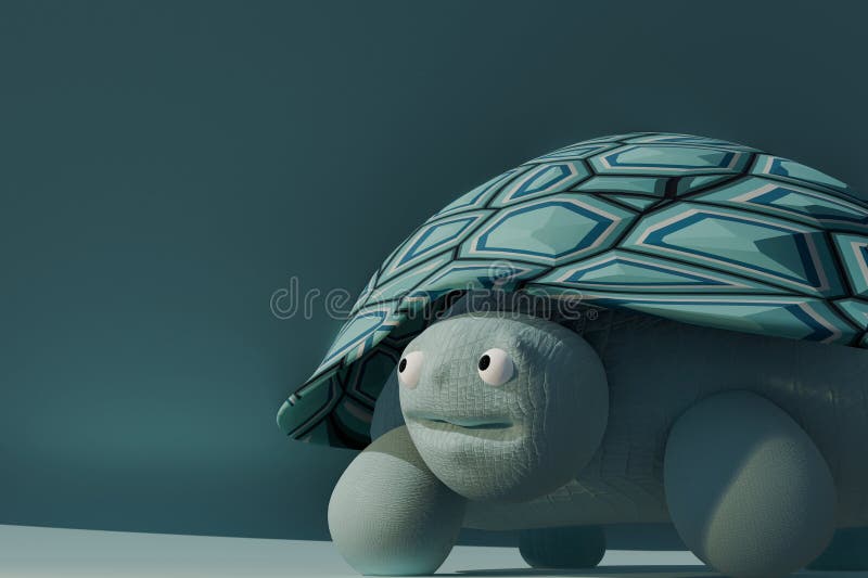 3d Render of Happy Turtle and Pastel Blues Stock Illustration ...