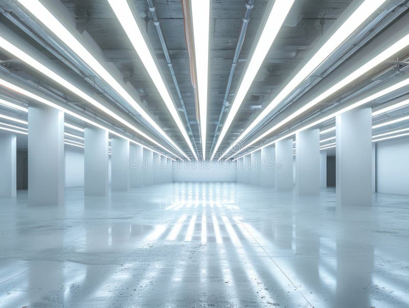 3D Render with Harsh Fluorescent Lighting Stock Illustration ...