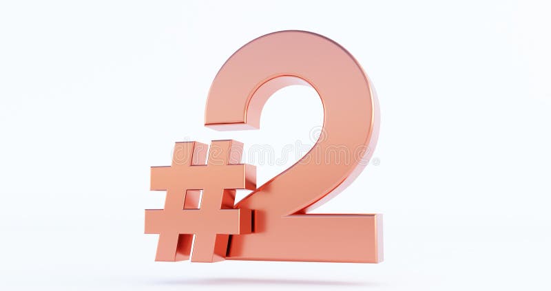 3d Render of Hashtag Icon with Number Two. Stock Illustration ...