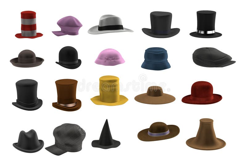 3d render of hat set stock illustration. Illustration of lady - 37008159