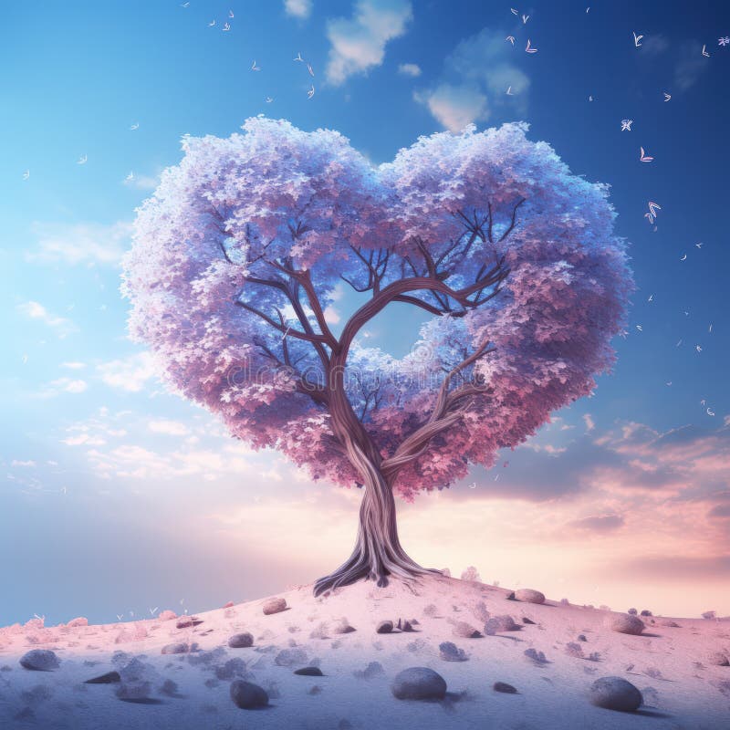 3D Render of a Heart-shaped Large Tree Stock Illustration ...