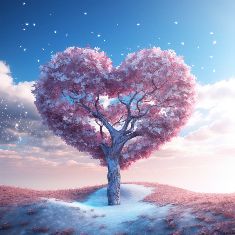 3D Render of a Heart-shaped Large Tree Stock Illustration ...