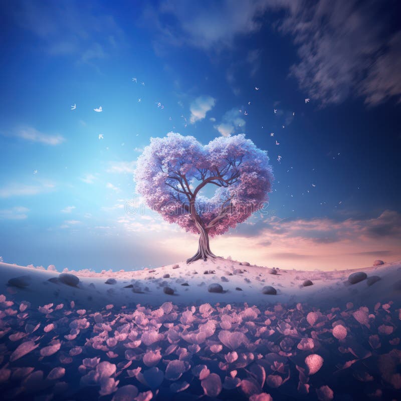 3D Render of a Heart-shaped Large Tree Stock Illustration ...