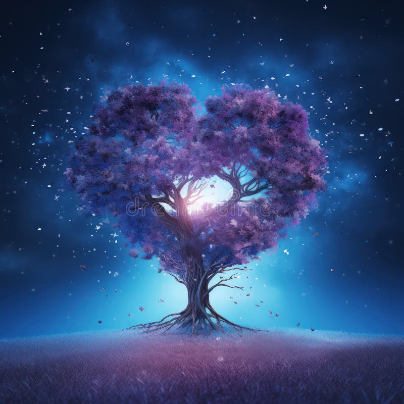3D Render of a Heart-shaped Large Tree Stock Illustration ...
