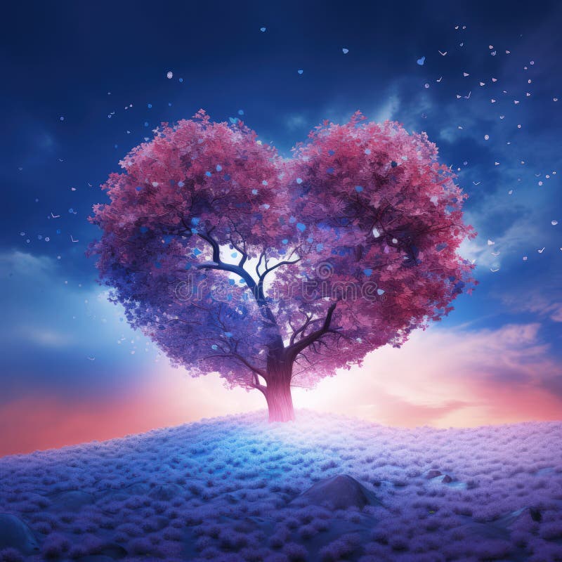 3D Render of a Heart-shaped Large Tree Stock Illustration ...