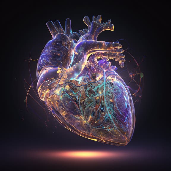 3D RENDER HEARTH with GLOW WIRE FRAME CYBERPUNK TECH Stock Photo ...