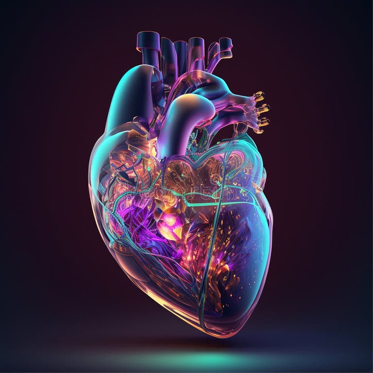 3d Render Hearth with Glow Wire Frame Cyberpunk Stock Image - Image of ...