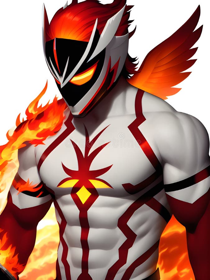 3d Render of a Hero with a Red Fire Stock Illustration - Illustration ...