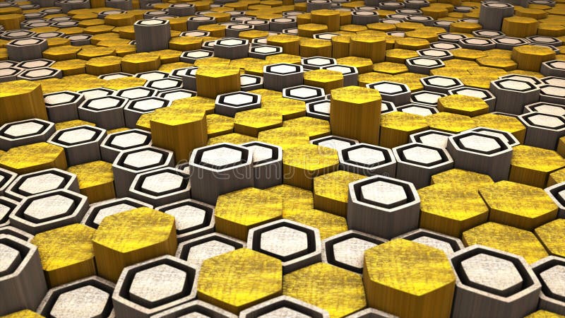 3D Render Hexagon Abstract Geometric Random Waving Background Stock ...