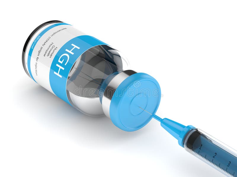 3d Render of HGH Vial with Syringe Over White Stock Illustration ...