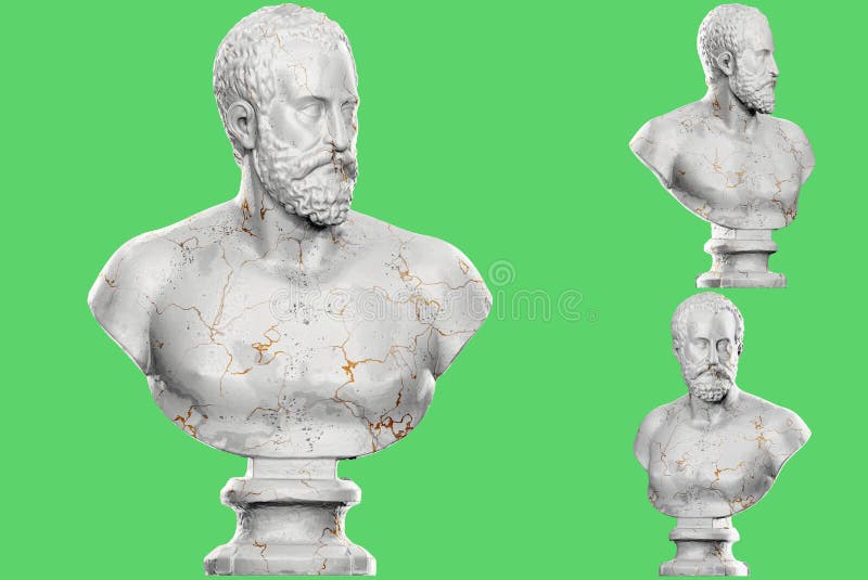 Historical Bust Statue with Stone Texture and Gold Accents Stock ...