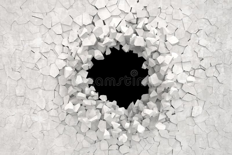 3d Render of a Hole on a Broken Wall Stock Illustration - Illustration ...