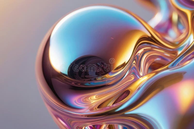 3D Render Holographic Chrome Y2K Element. Liquid Chrome, Retro Shiny ...