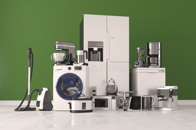 3d Render of Home Appliances Collection Stock Illustration ...
