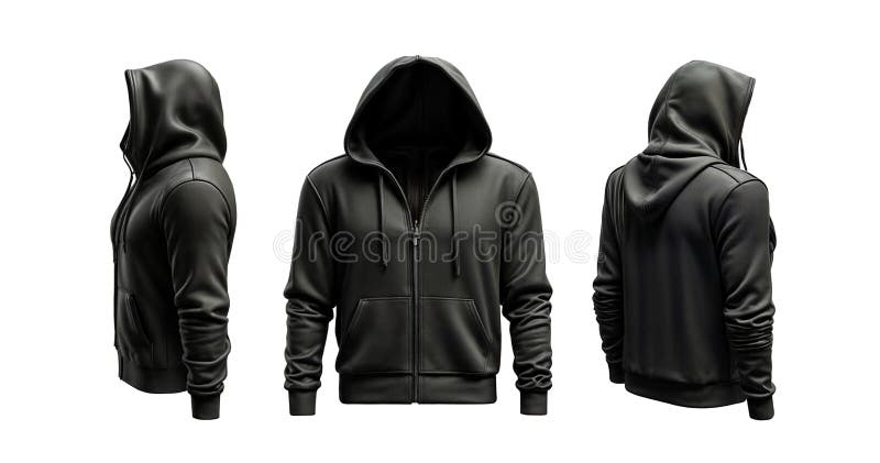 A Hoodie with a Hood, Front Pocket, and a Hood that is Raised Up ...
