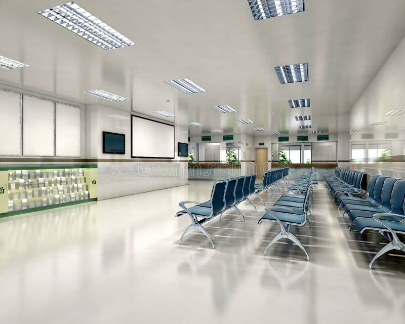 3d Render of Hospital Clinic Lobby Stock Illustration - Illustration of ...