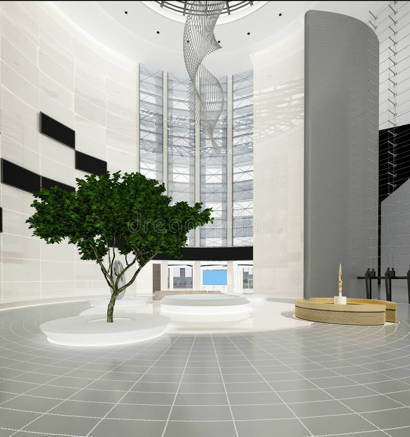 3d render of hotel lobby stock illustration. Illustration of computer ...
