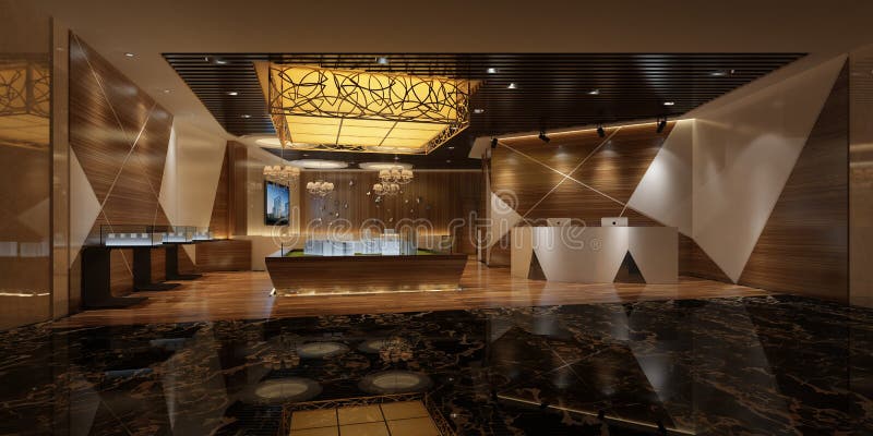 3d render of hotel lobby stock illustration. Illustration of design ...