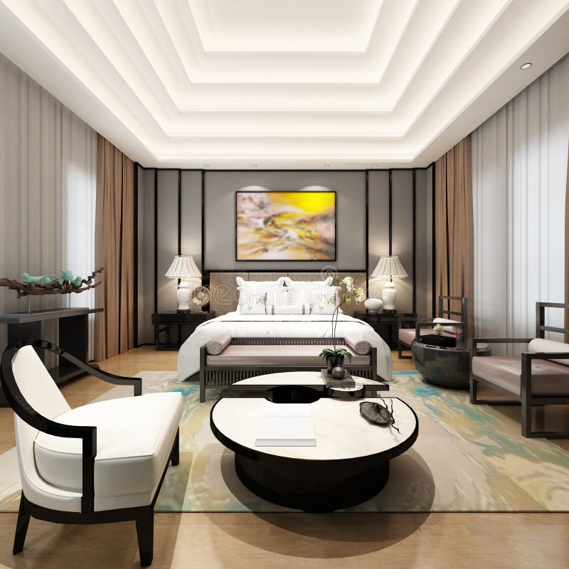 3d render of hotel room stock illustration. Illustration of abstract ...