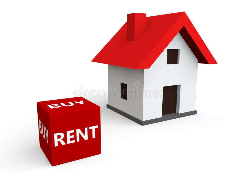 3d House with for Rent Sign Board Stock Illustration - Illustration of ...