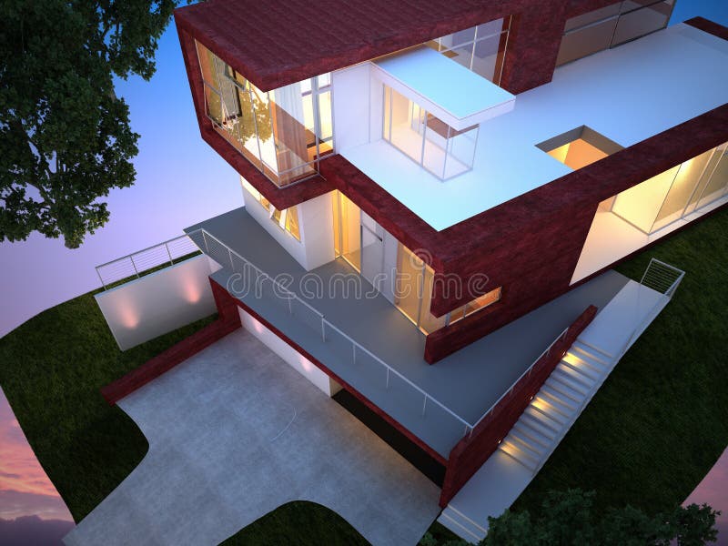 3d render of house plan stock illustration. Illustration of estate ...