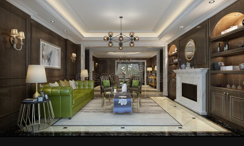 3d Render of House Interior Stock Illustration - Illustration of ...