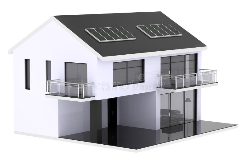 3d Render of House at Night with the Lights Turned on Isolated on White ...