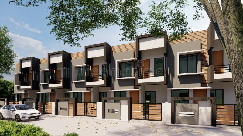 3D Render of a House Landscape Stock Illustration - Illustration of ...