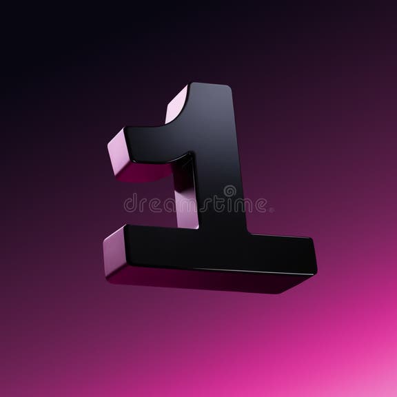 3d Render of Hovering Number One Sign Icon with Glossy Surface on Pink ...