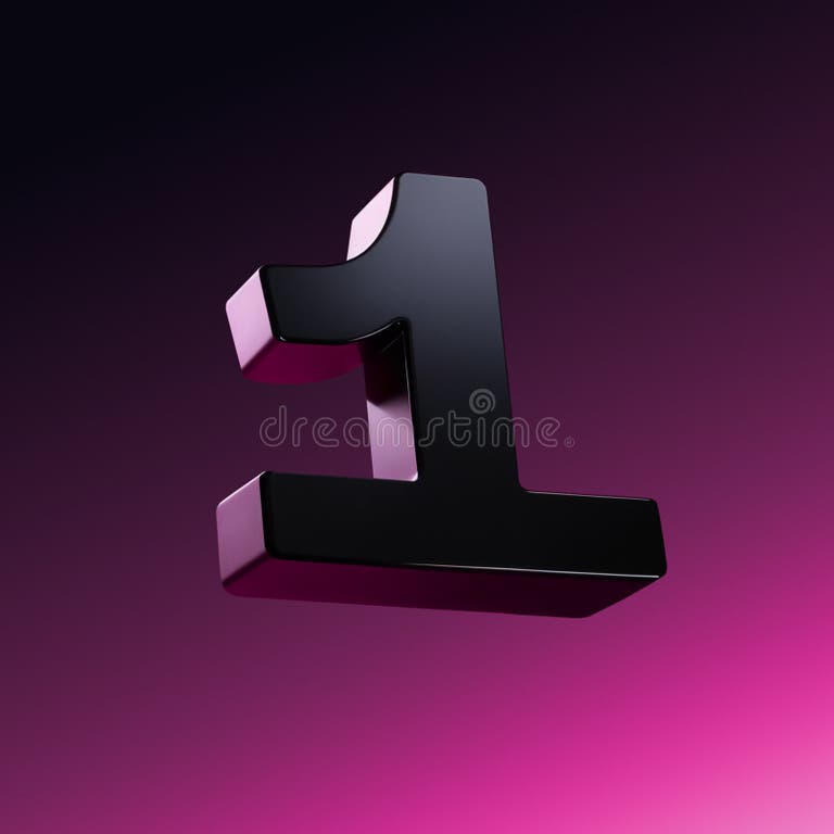 3d Render of Hovering Number One Sign Icon with Glossy Surface on Pink ...