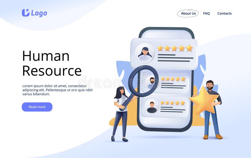 3D Render HR and Headhunter Service Abstract Concept 3D Vector ...