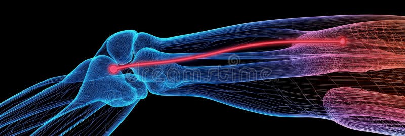 3D Render of a Human Arm Highlighting the Median Nerve, Showing Its ...