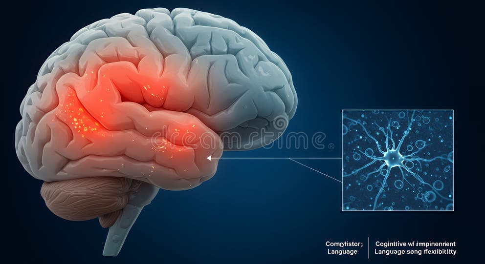 3D Render of Human Brain with Cognitive Impairment Highlights and ...