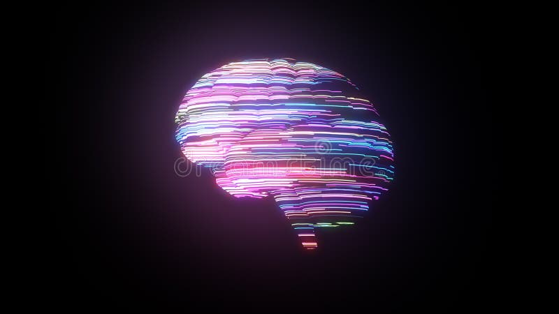 Human Brain with Dynamic Glow Colourful Surface Stock Illustration ...