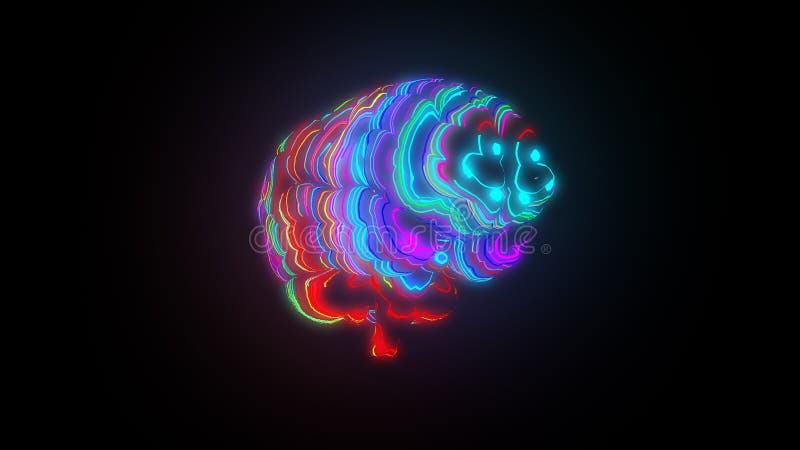 3D Render of Human Brain with Glow Colourful Surface Stock Illustration ...