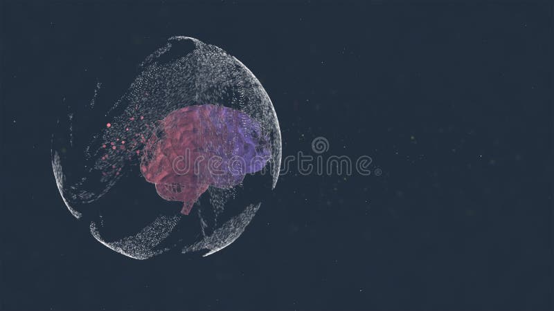 3d Render Human Brain Malfunction with Glitch Motion Tecture Around ...