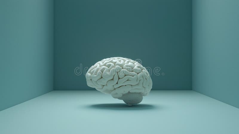 3D Render of a Human Brain on a Minimalist Background Stock ...