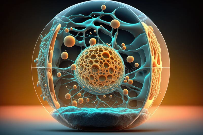 3d Render Human Cell on a Dark Orange Background Stock Illustration ...
