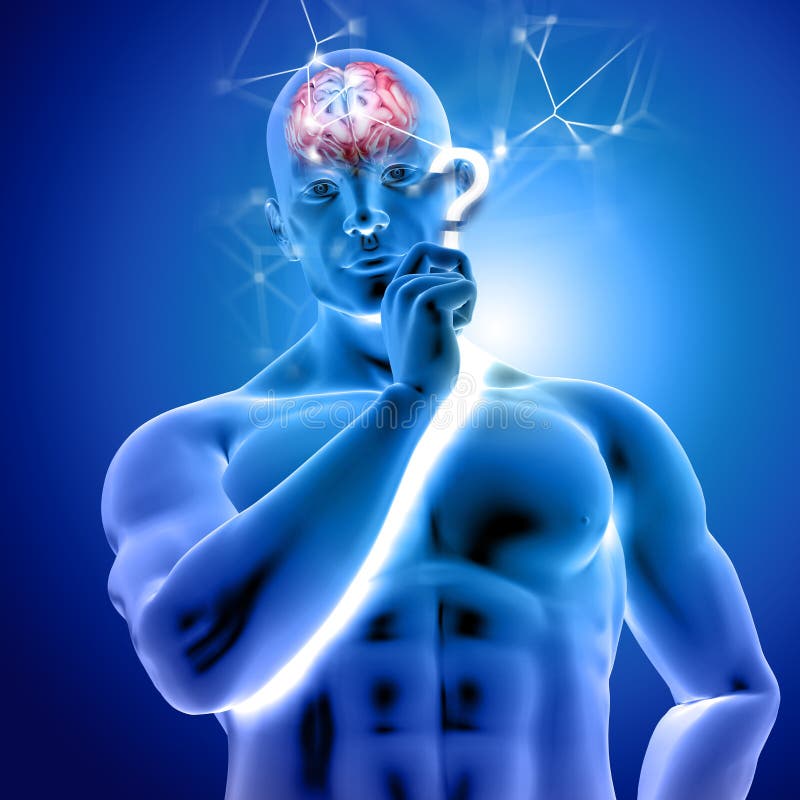 3D Render of a Human Figure Thinking with Brain Highlighted Stock ... 3D Render of a Human Figure Thinking with Brain Highlighted Stock ...