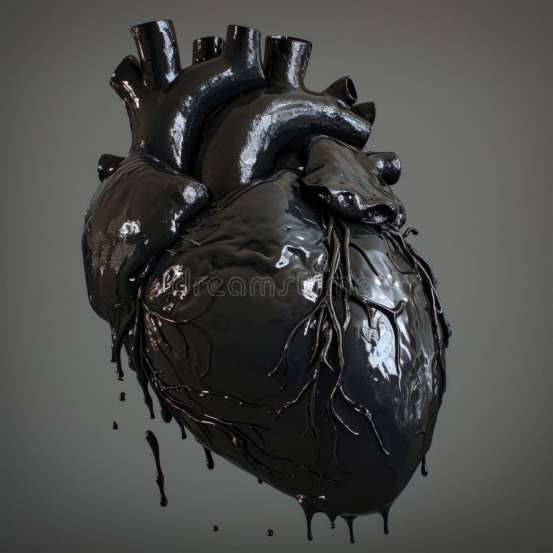 3D Render of a Human Heart Covered in Liquid Stock Illustration ...