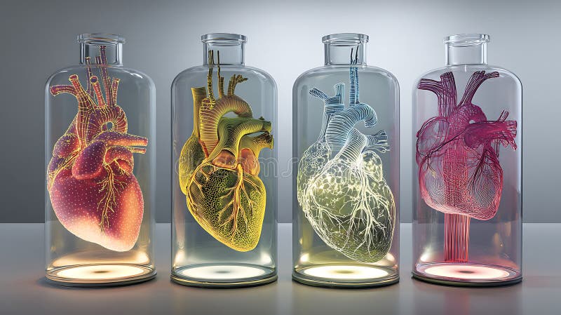 3D Render of Human Heart, Lungs, and Brain for Medical Visualization ...